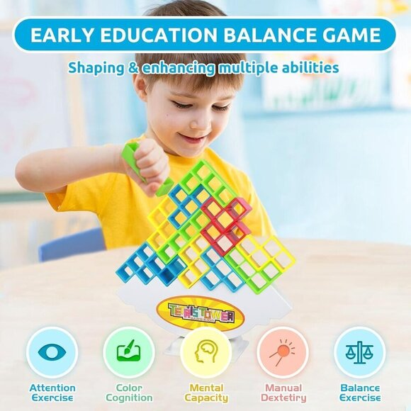 Source Unknown | Games | 32 Pcs Tetra Tower Stacking Building Balance ...